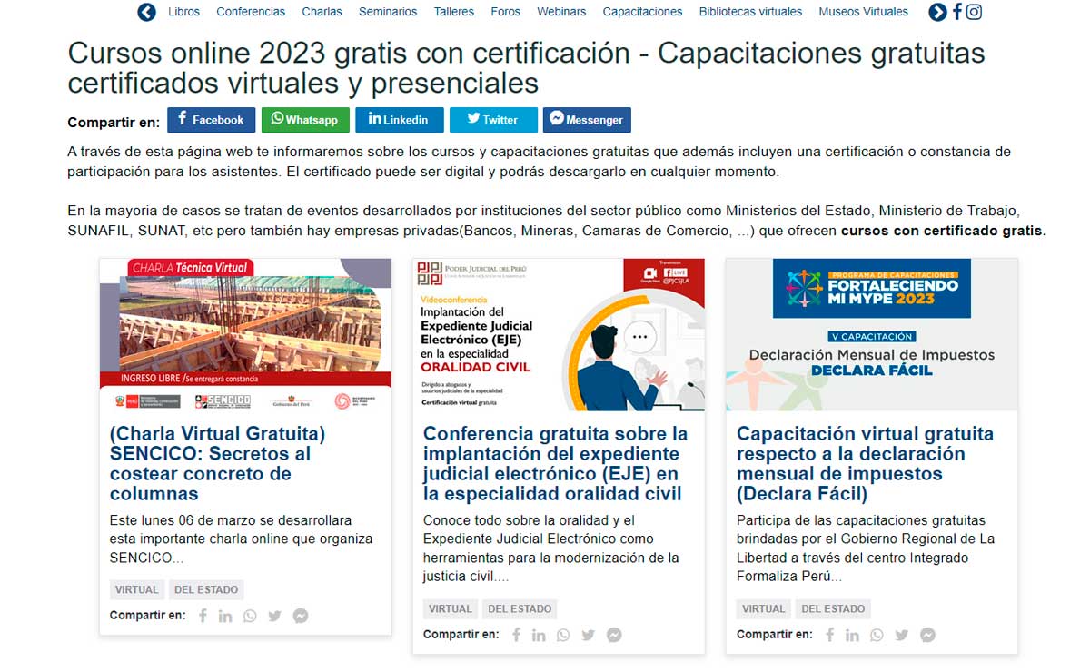 CURSOS VIRTUALES GRATUITOS Y CERTIFICADOS: INSCRÍBETE YA!