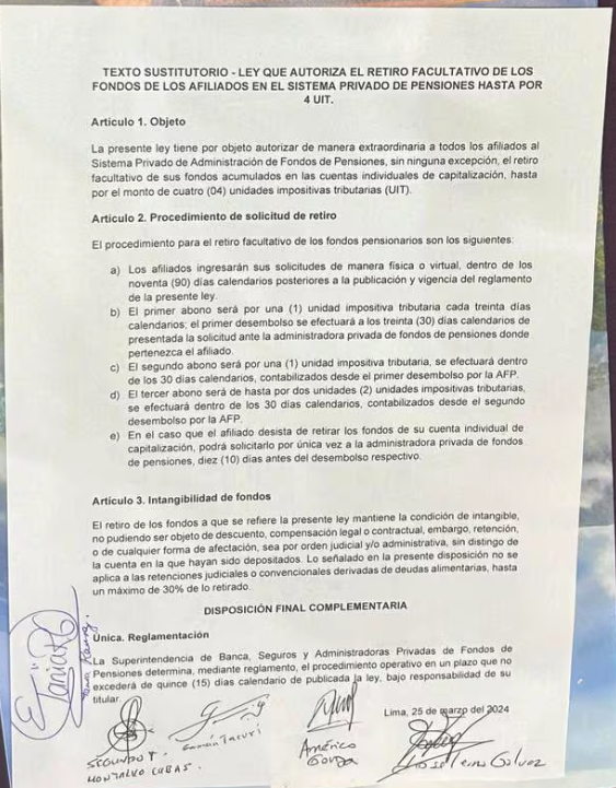 RETIRO AFP 2024: Pleno del Congreso aprueba desembolso de fondo de ...
