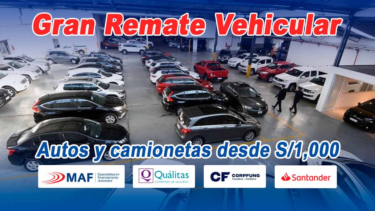 Remate Vehicular 2024: Remate de autos y camionetas desde S/1,000