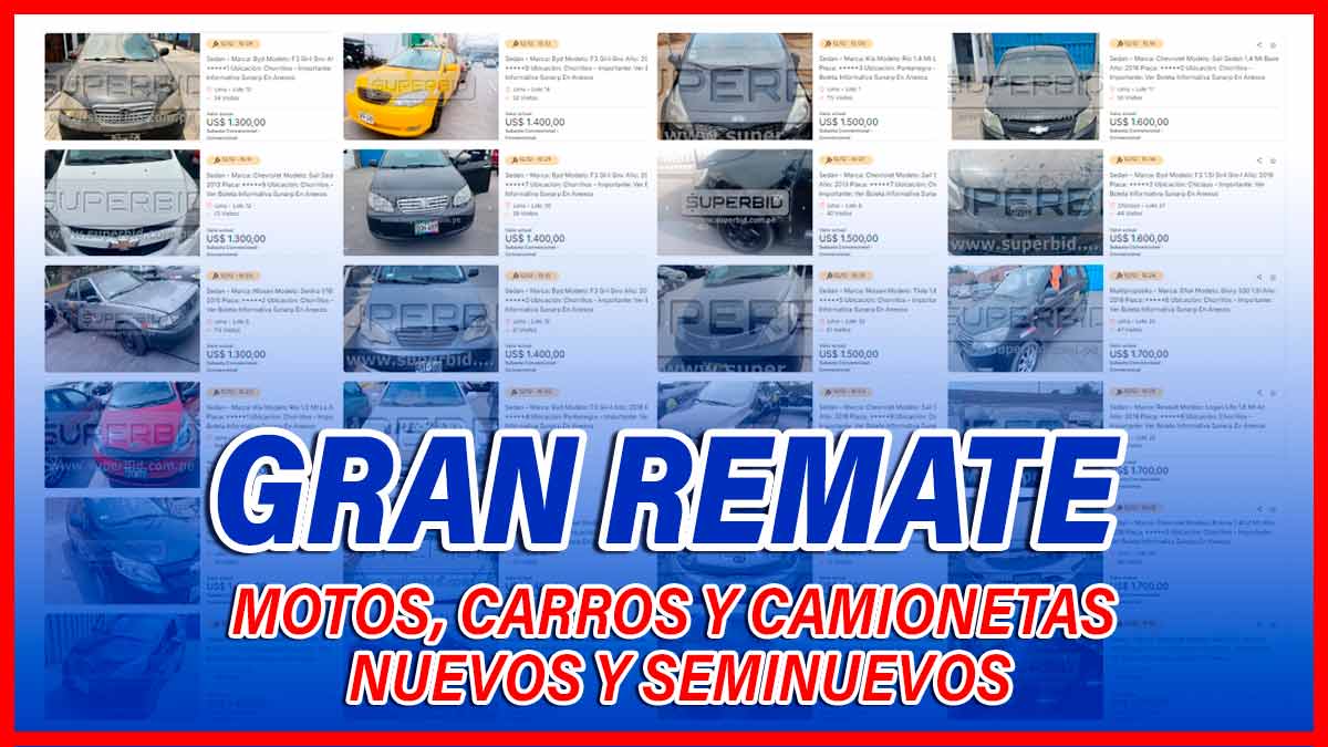 Remate SAT 2025: Conoce los autos y motos en Remate desde S/190
